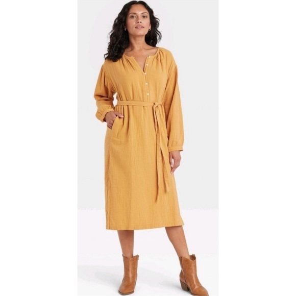 Universal Thread | Dresses | Universal Thread Mustard Gold Balloon ...
